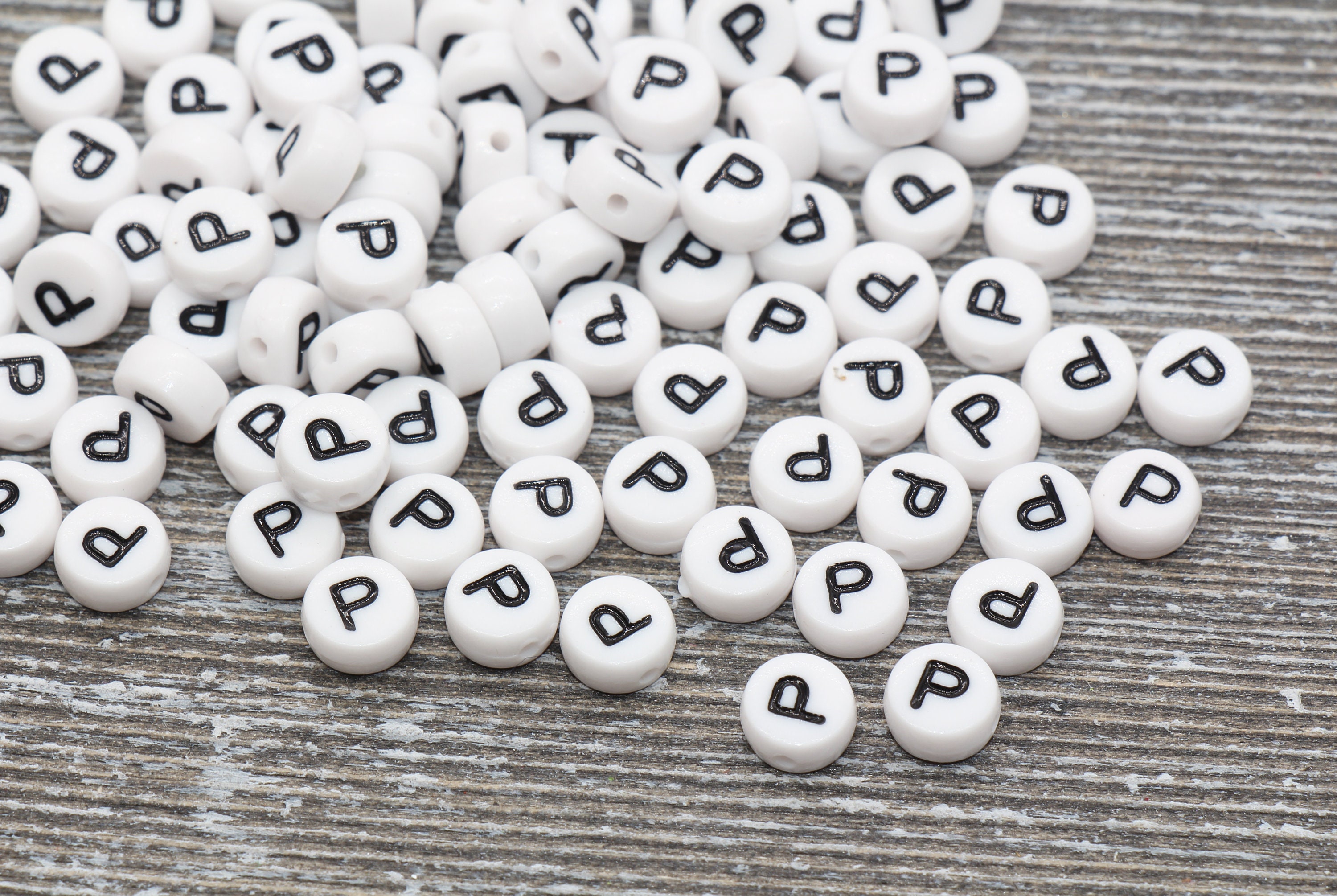 Letter P Alphabet Beads White Alphabet Letter Beads Acrylic - Etsy