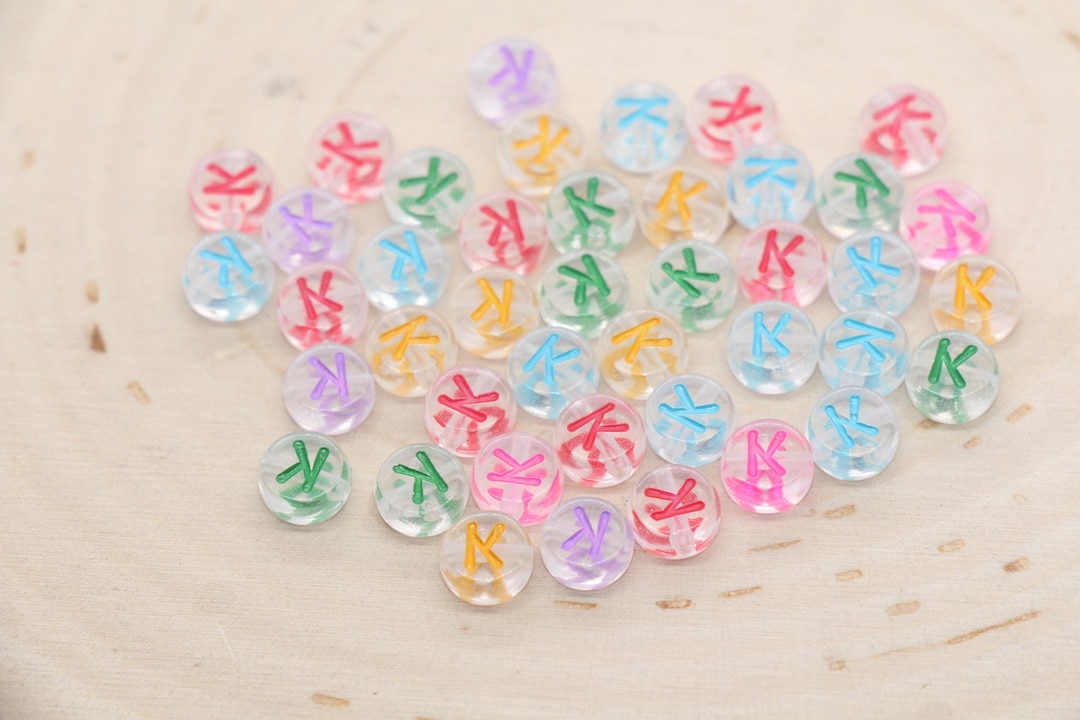 Letter K Alphabet Beads, Transparent Beads With Mix Color Letters ...