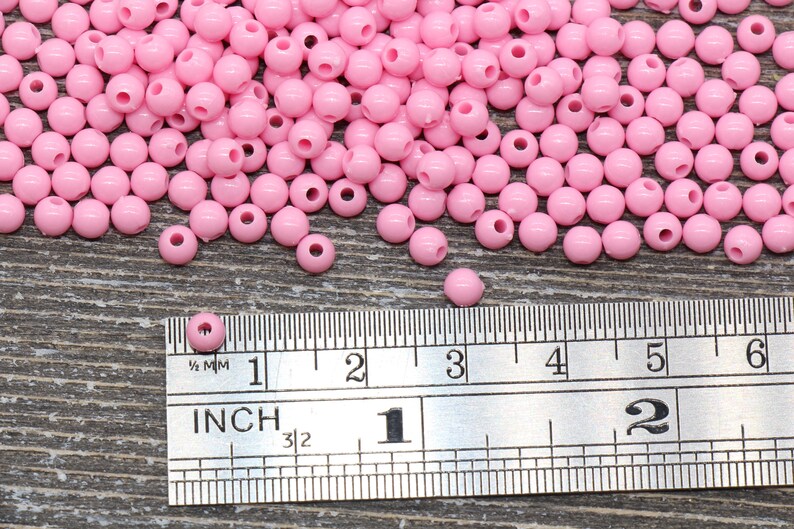 4mm Pink Round Beads, Acrylic Gumball Beads, Pink Round Spacer Beads ...