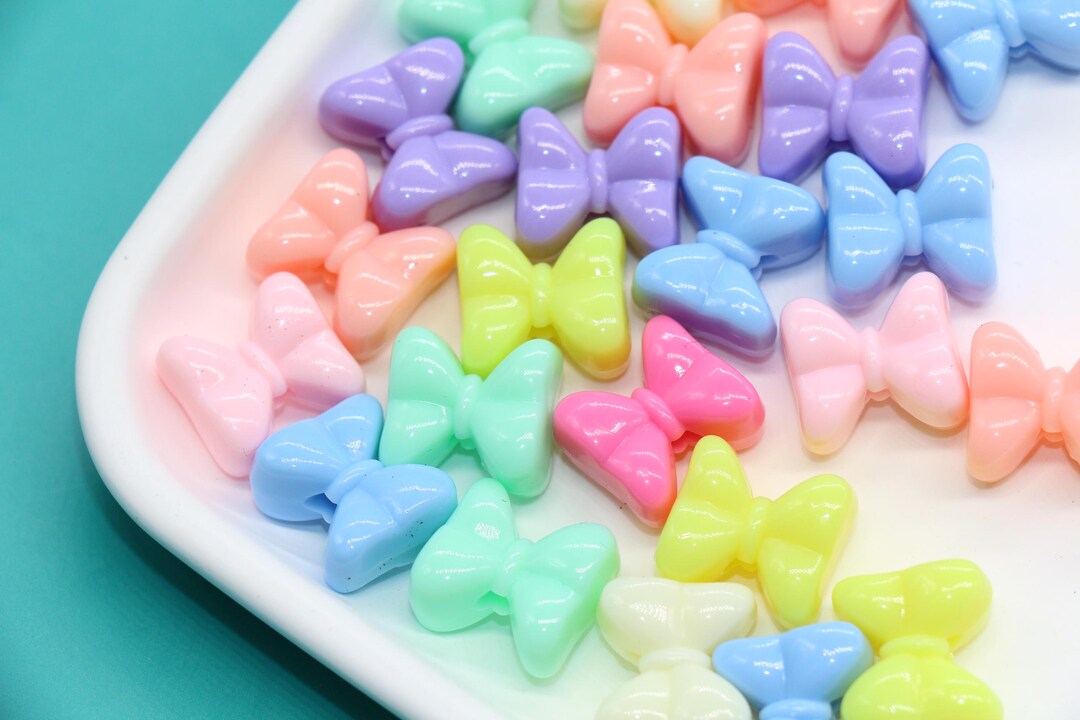 Pastel Bow Beads, Butterfly Bow Shape Plastic Beads #1628 - Etsy