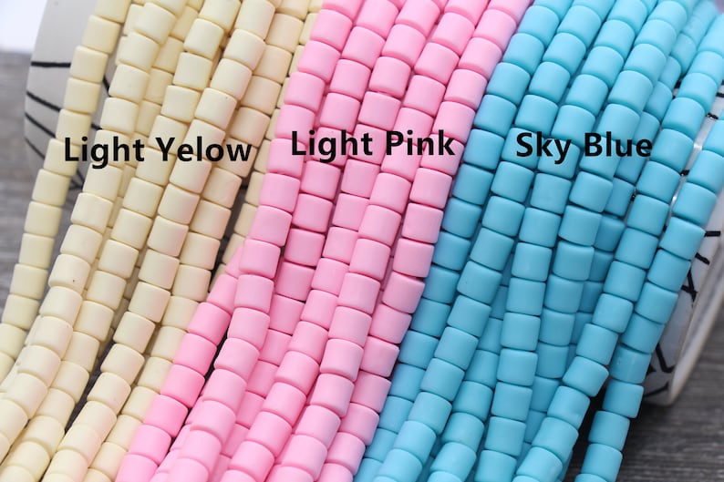 6mm Wide Column Chunky Beads, Polymer Clay Beads, Heishi Spacer Beads ...