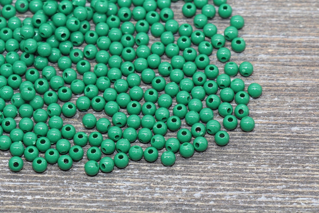 4mm Green Round Beads, Acrylic Gumball Beads, Emerald Green Round ...