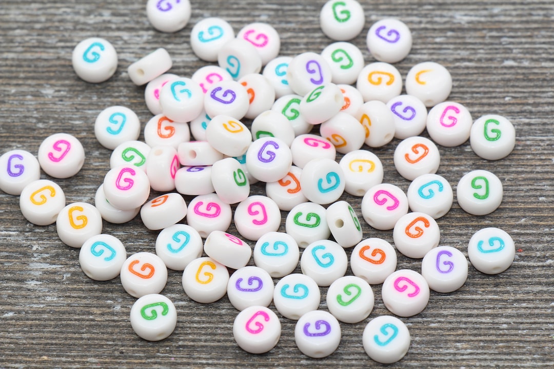 Letter G Alphabet Beads, Multicolored White Alphabet Letter Beads ...