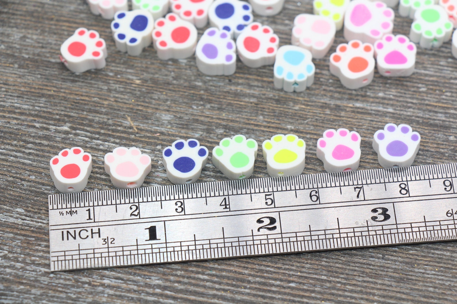 Paw Print Polymer Clay Beads Dog Paw Beads Paw Clay Beads | Etsy