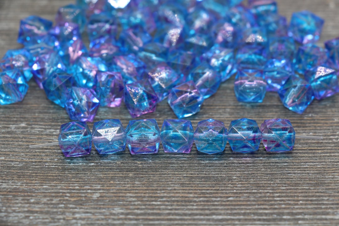 10mm Square Ombre Beads, Blue and Purple Ombre Translucent Square ...