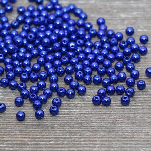 4mm Royal Blue Faux Pearl Beads, Royal Blue Faux Pearl Gumball Beads ...