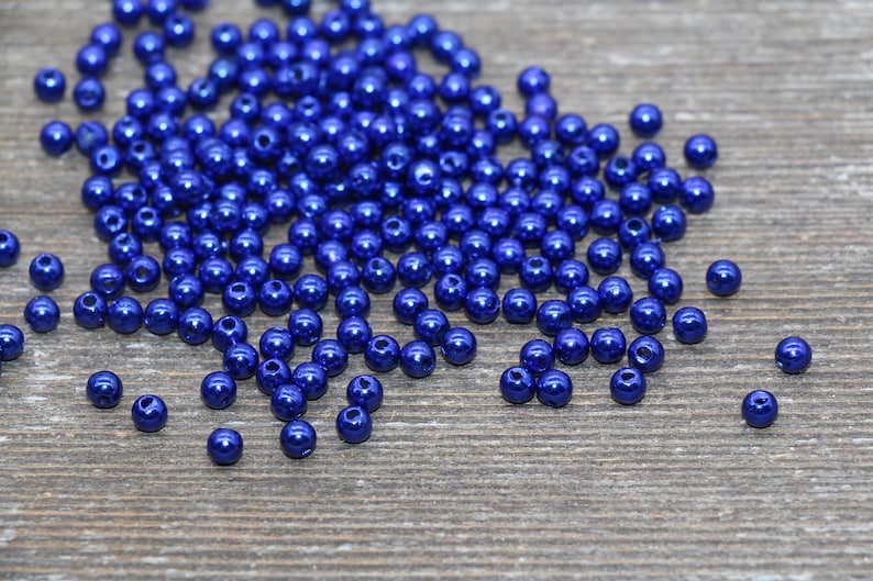 4mm Royal Blue Faux Pearl Beads, Royal Blue Faux Pearl Gumball Beads ...