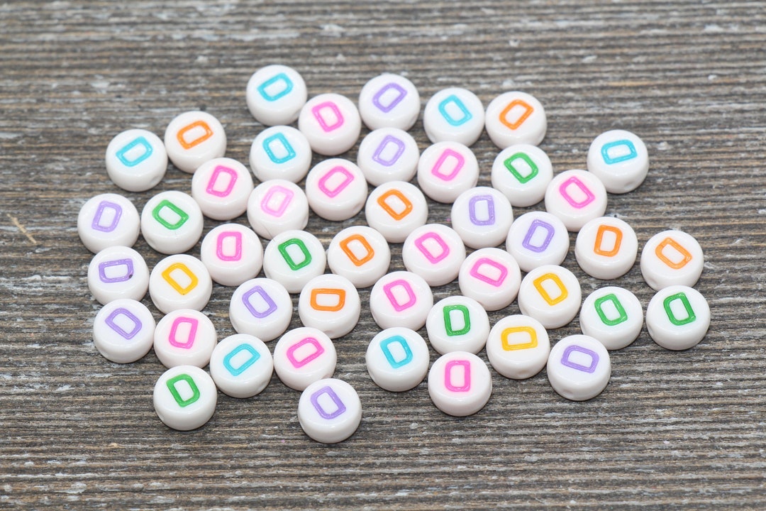 Letter D Alphabet Beads Multicolored White Alphabet Letter - Etsy
