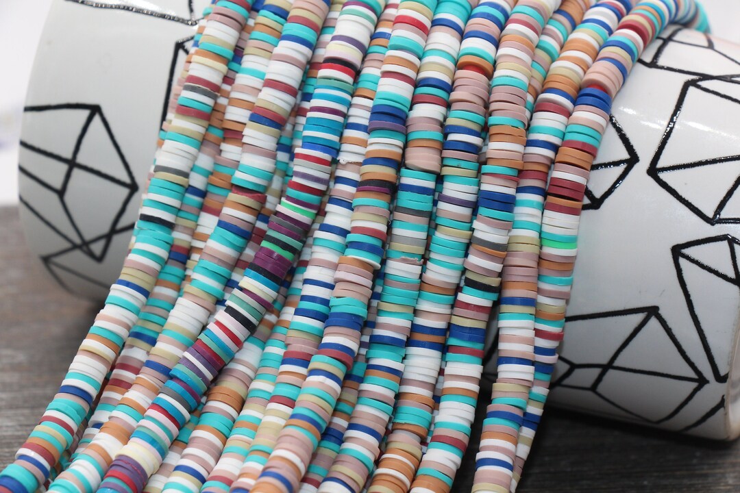 6mm Multicolor Heishi Beads, Multicolored Polymer Clay Disc Beads ...