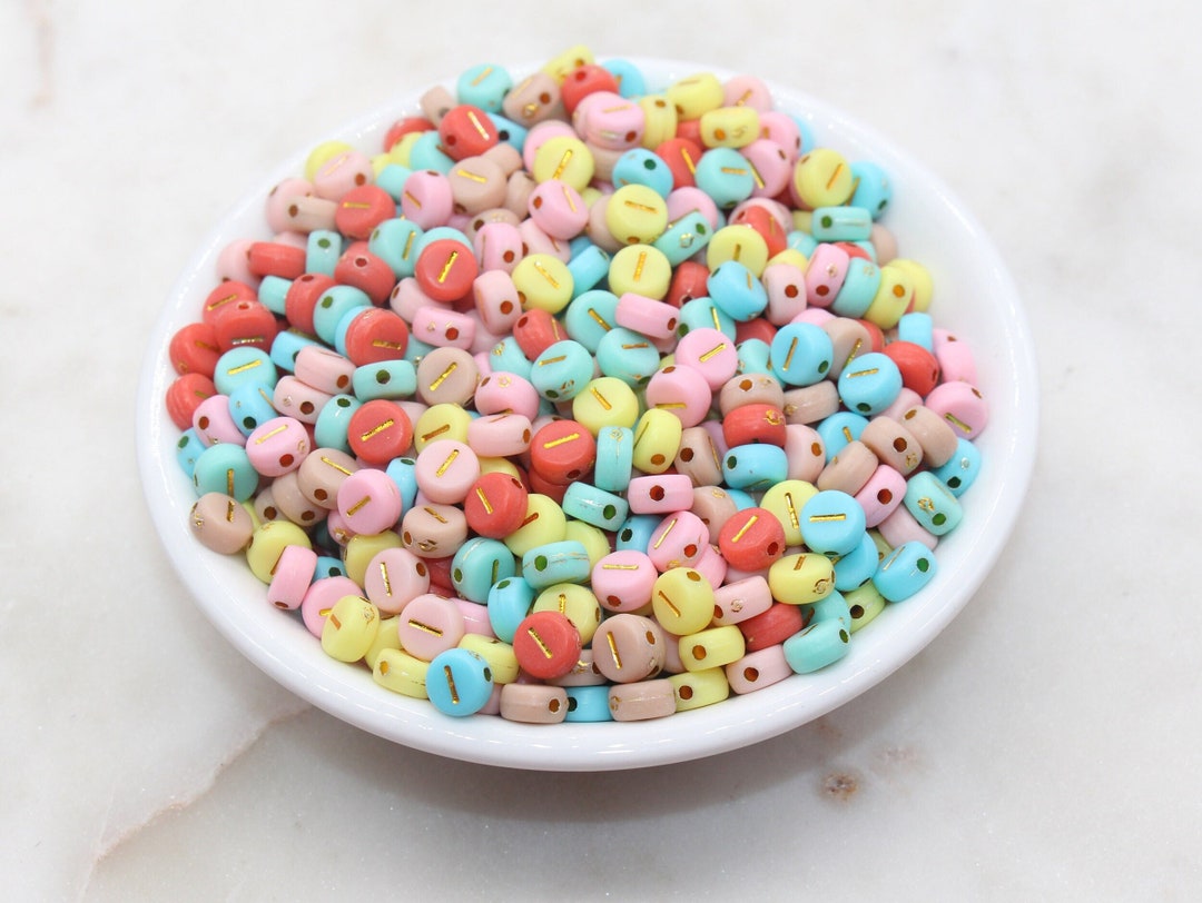 Letter I Round Beads, Individual Letter Beads, Multicolor Round ...