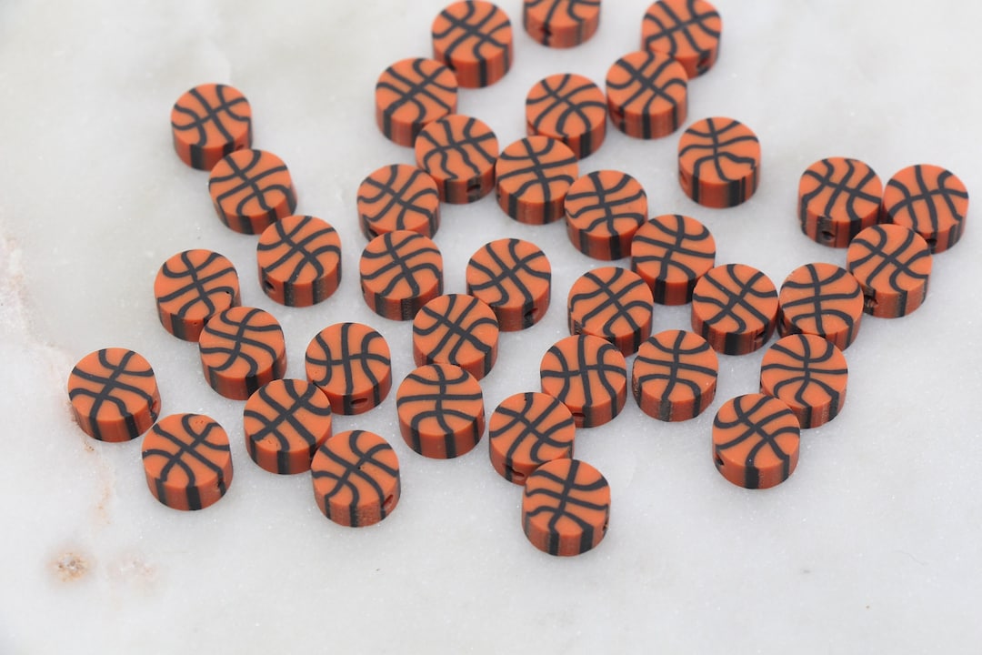 Basketball Polymer Clay Beads, Sport Ball Beads, Kawaii Basketball Clay ...