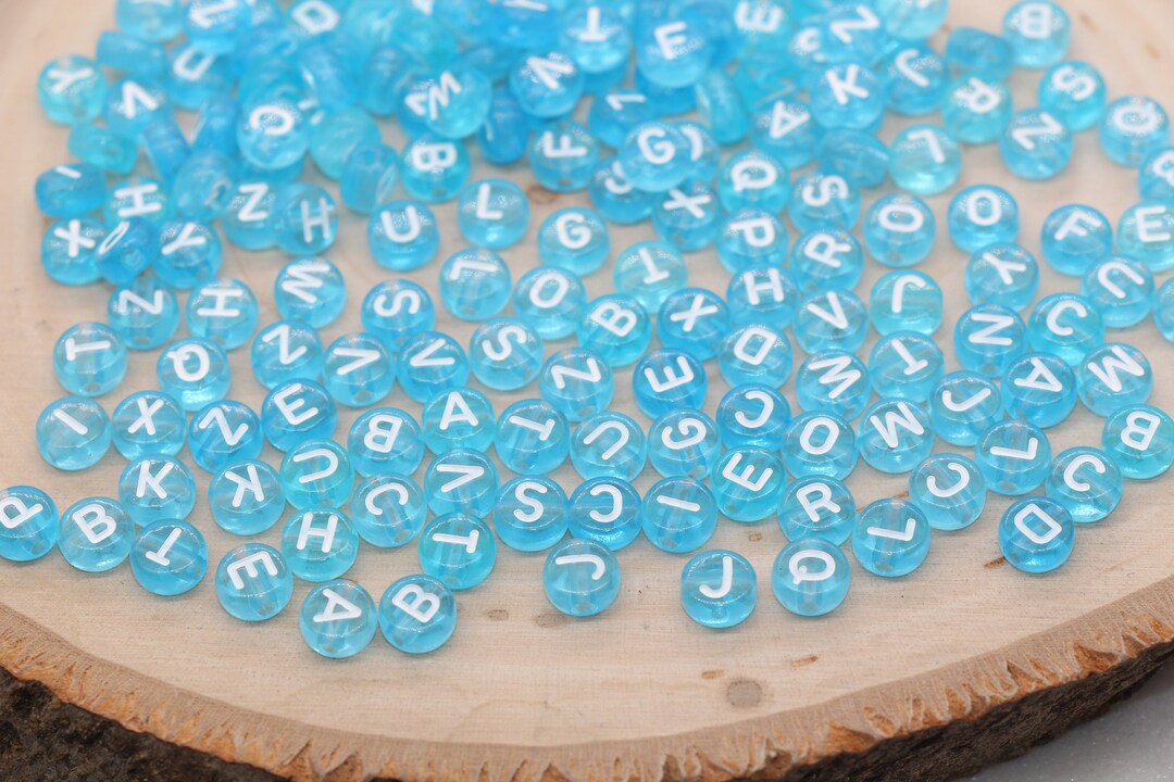 Ocean Blue Alphabet Letter Beads, Translucent Acrylic Blue Letters ...