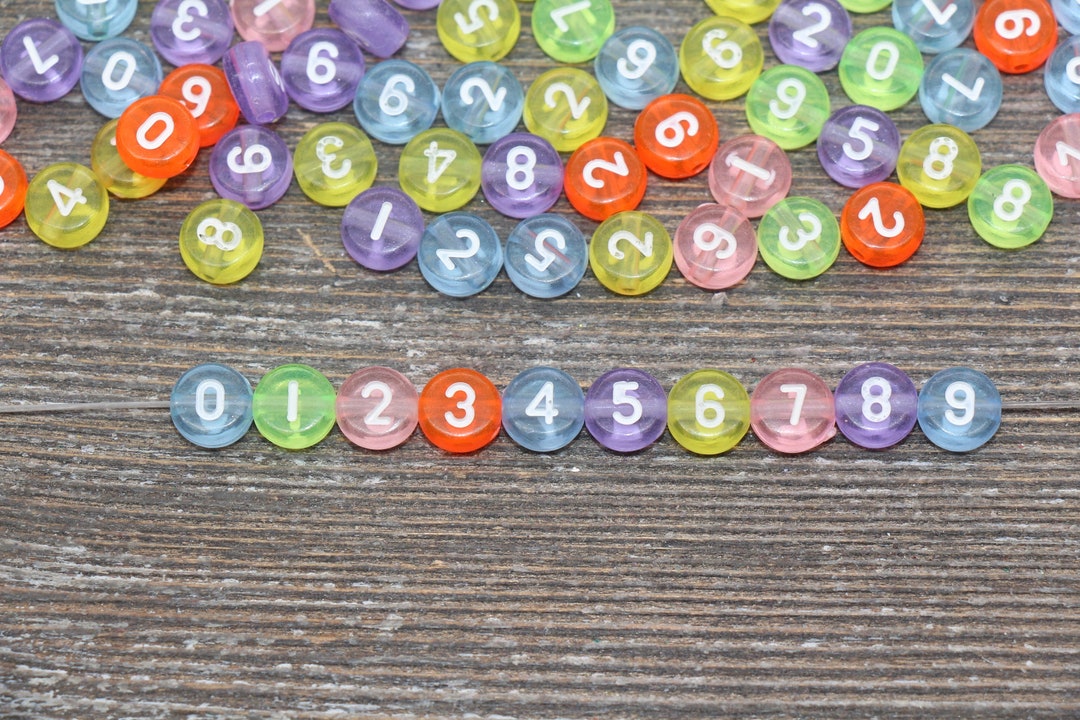 Multicolor Number Beads, Transparent Number Beads, Acrylic Mixed Number ...