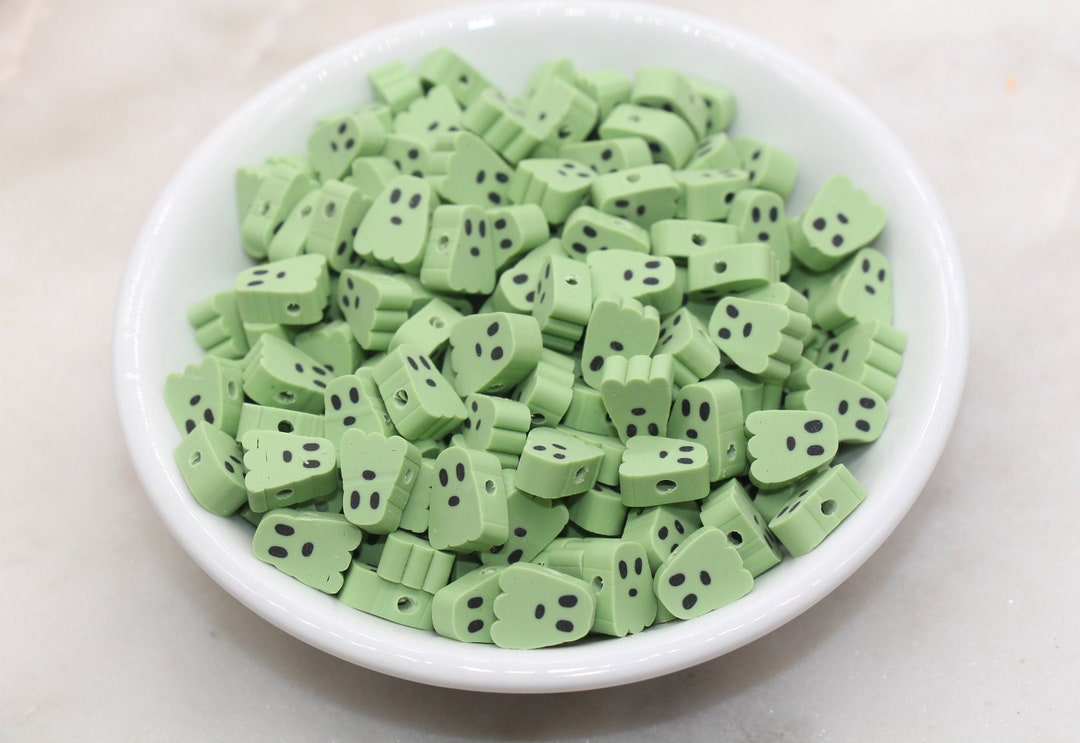 Ghost Polymer Clay Beads, Halloween Ghost Clay Beads, Scary Ghost Beads ...