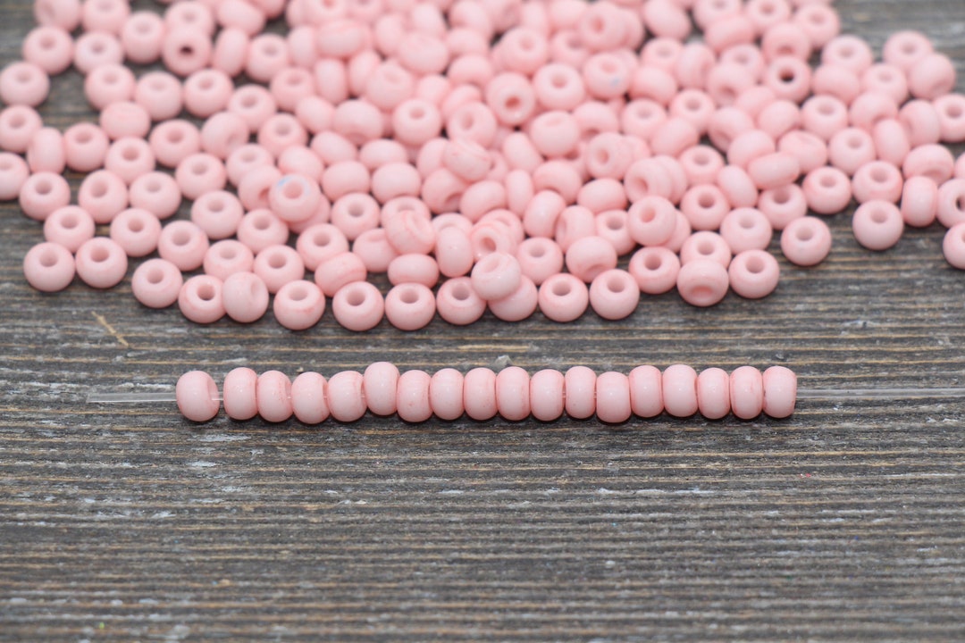 Matte Glass Seed Beads, 4mm 6/0 Glass Round Seed Beads, Pastel Peach ...