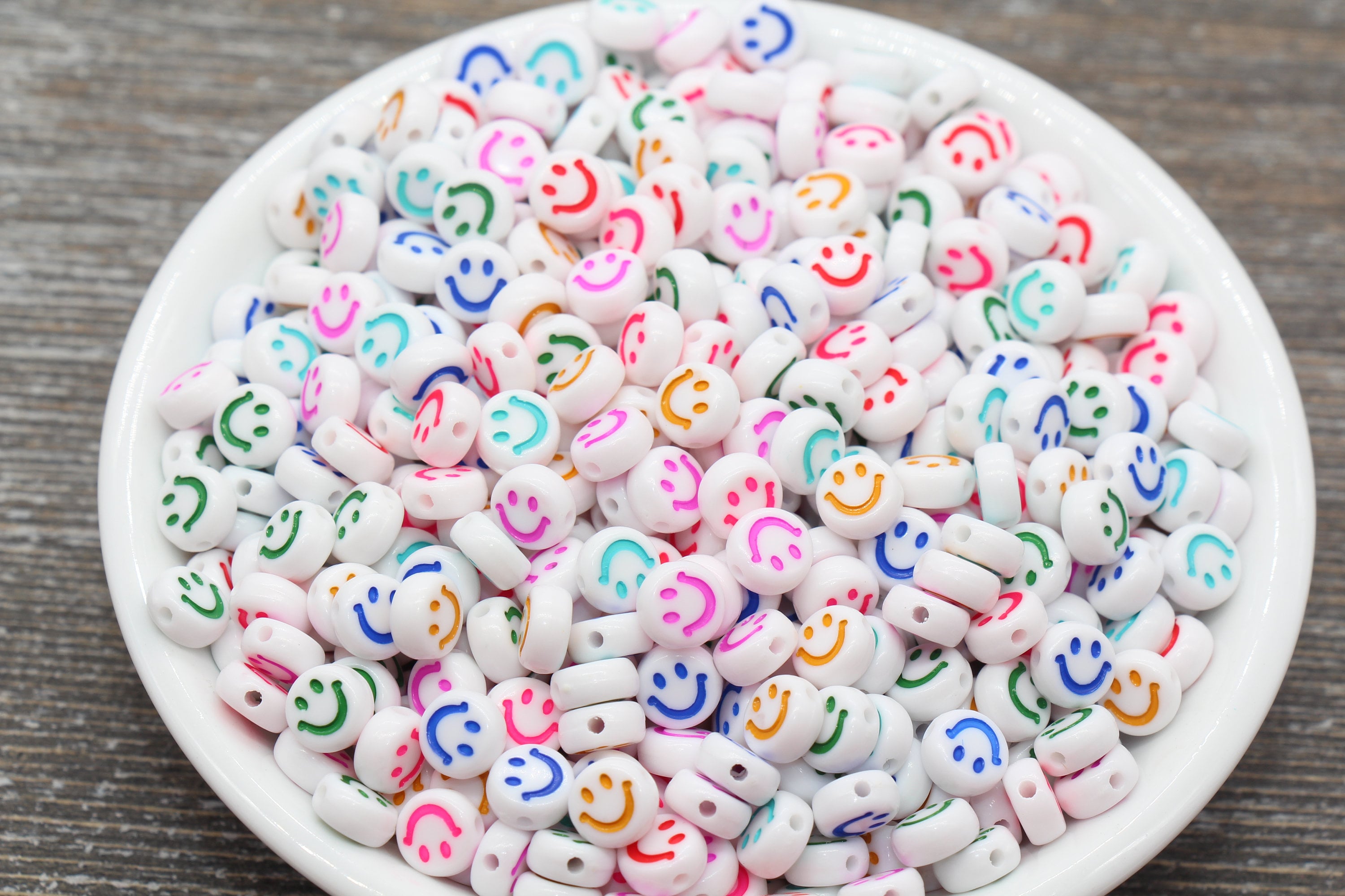 Multicolor Smiley Face Round Beads Emoji Beads Happy Face - Etsy