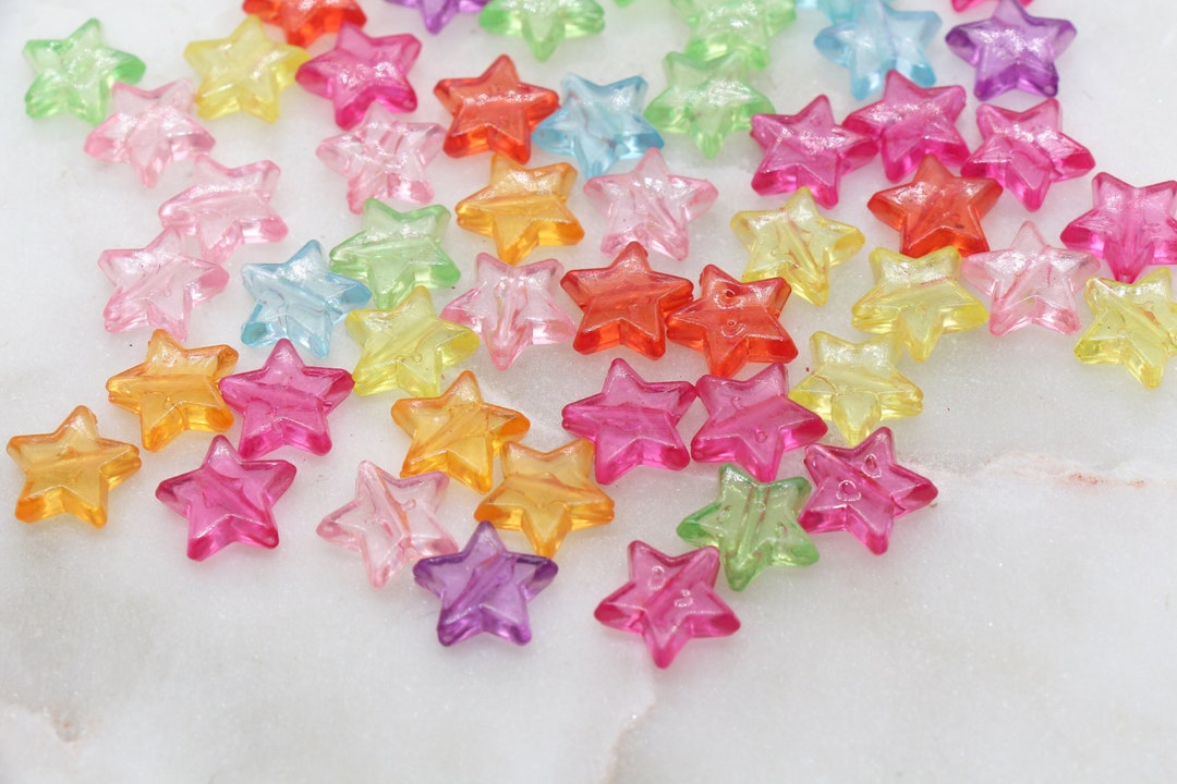 Translucent Multicolored Star Beads, Rainbow Acrylic Star Beads ...