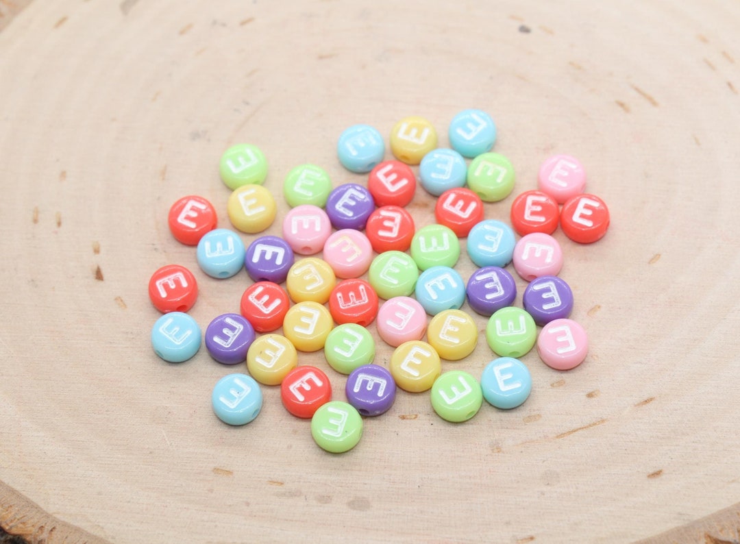 Letter E Beads, Pastel Mix Alphabet Letter Beads, Individual Letter ...
