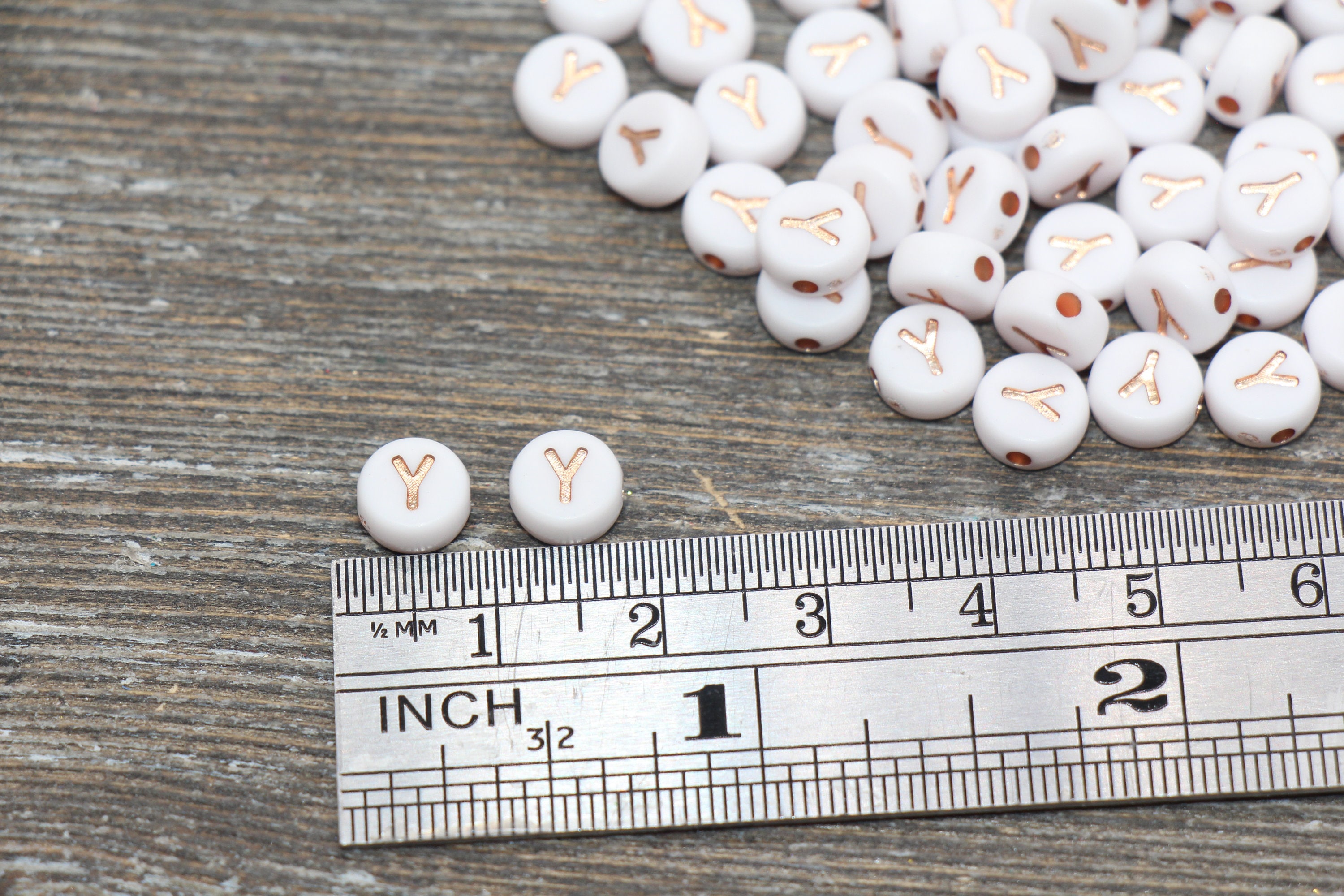 Letter Y Alphabet Beads, Rose Gold Letter Y Beads, Individual Letter Y ...