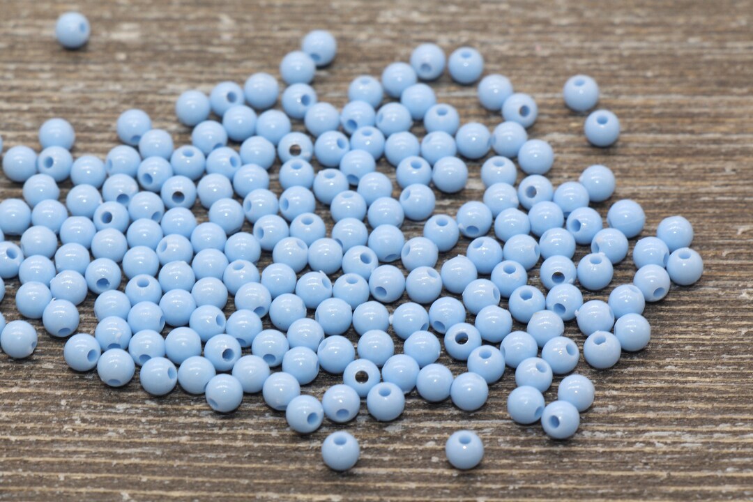 4mm Light Sky Blue Round Beads, Acrylic Gumball Beads, Blue Round ...