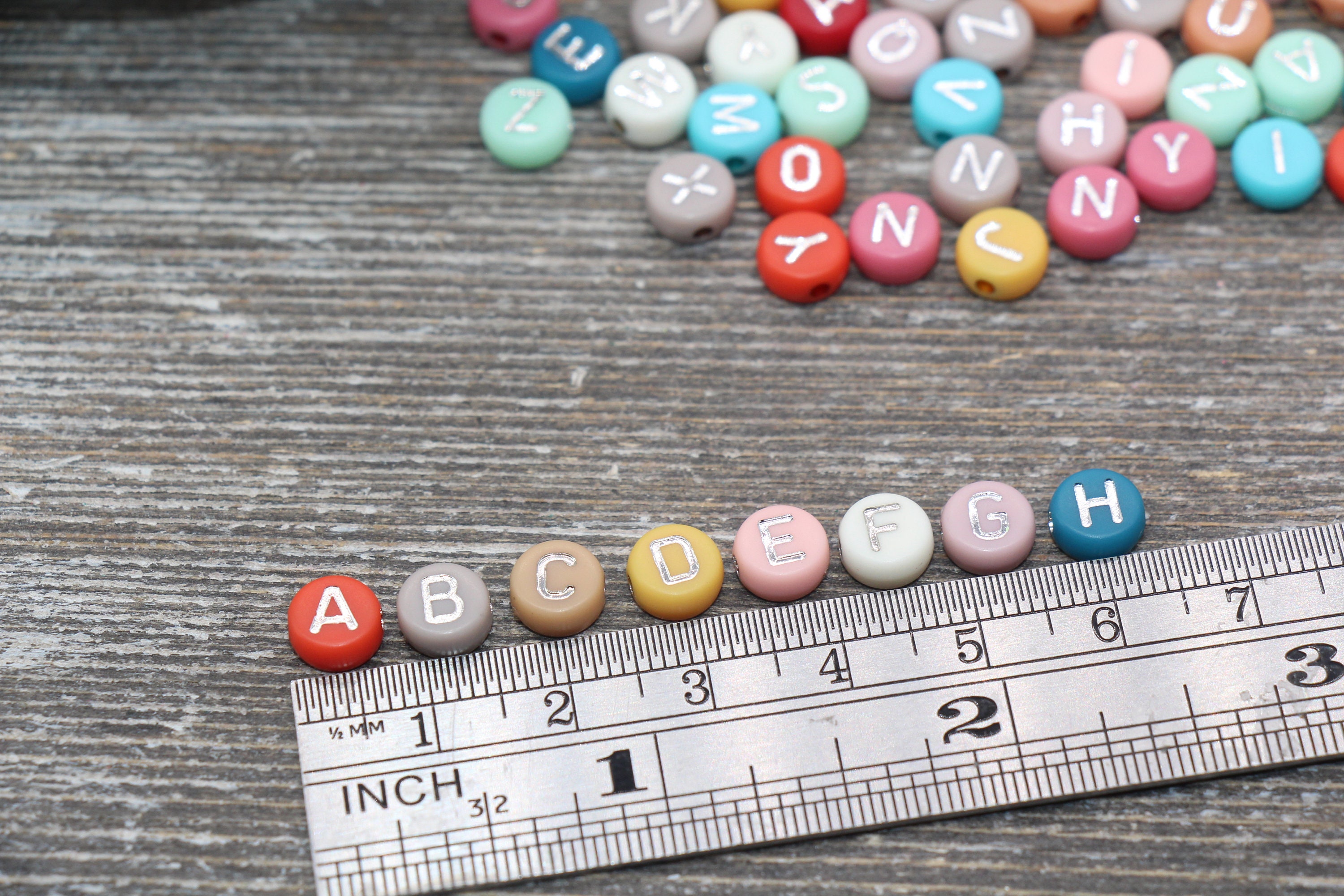 NEW COLOR! Multicolor Round Alphabet Letter Beads, Multicolored Beads ...