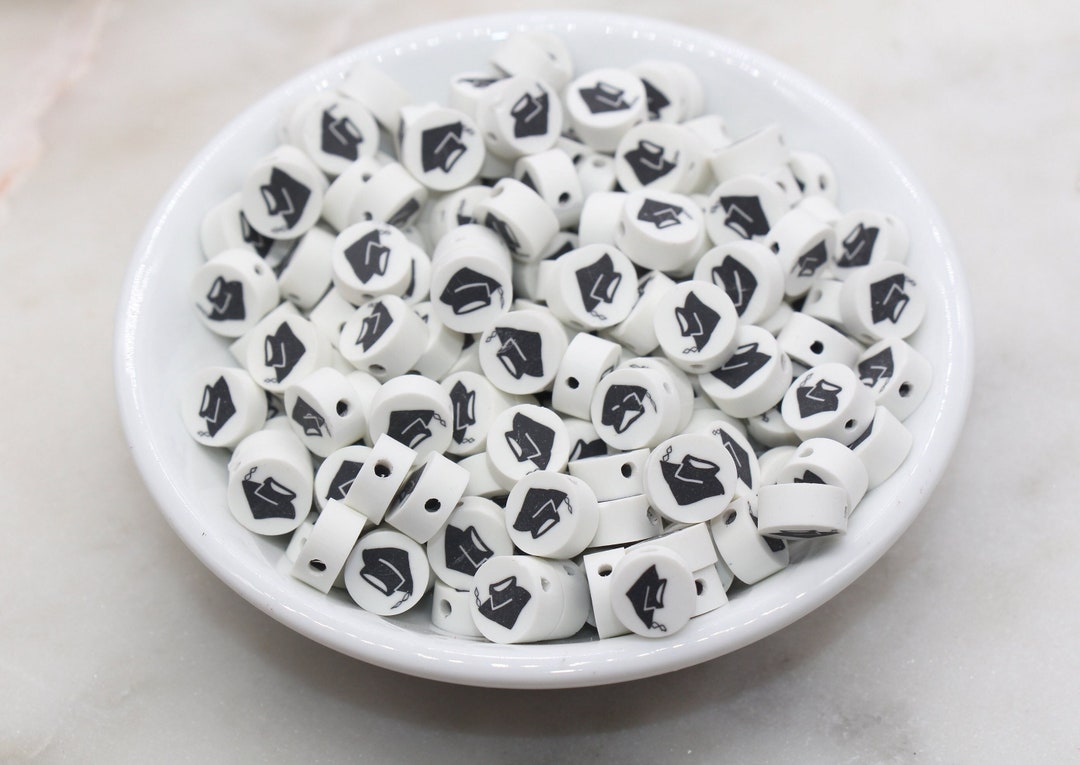 Graduation Cap Polymer Clay Beads, Graduation Hat Clay Beads, Fimo Cane ...