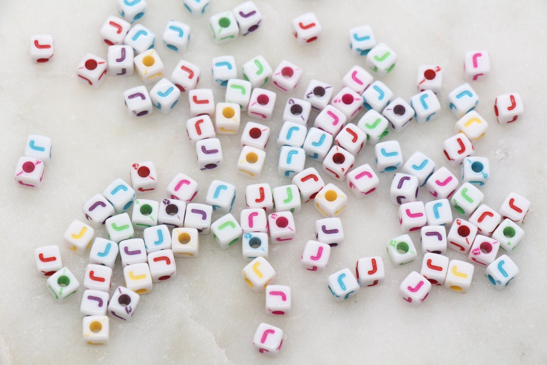 Letter J Cube Beads, Individual Letter Beads, Multicolored Cube ...