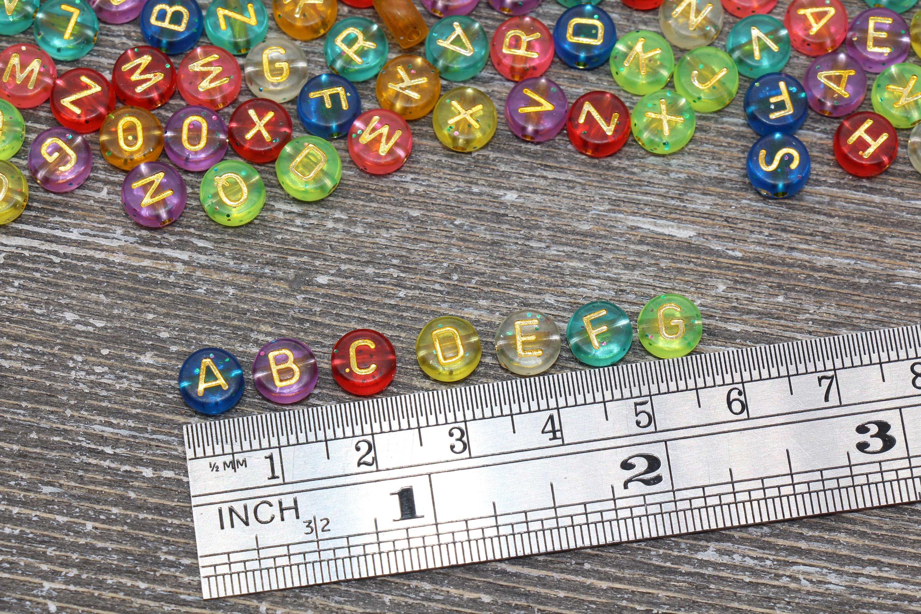 Multicolored Glitter Alphabet Letter Beads Glitter - Etsy