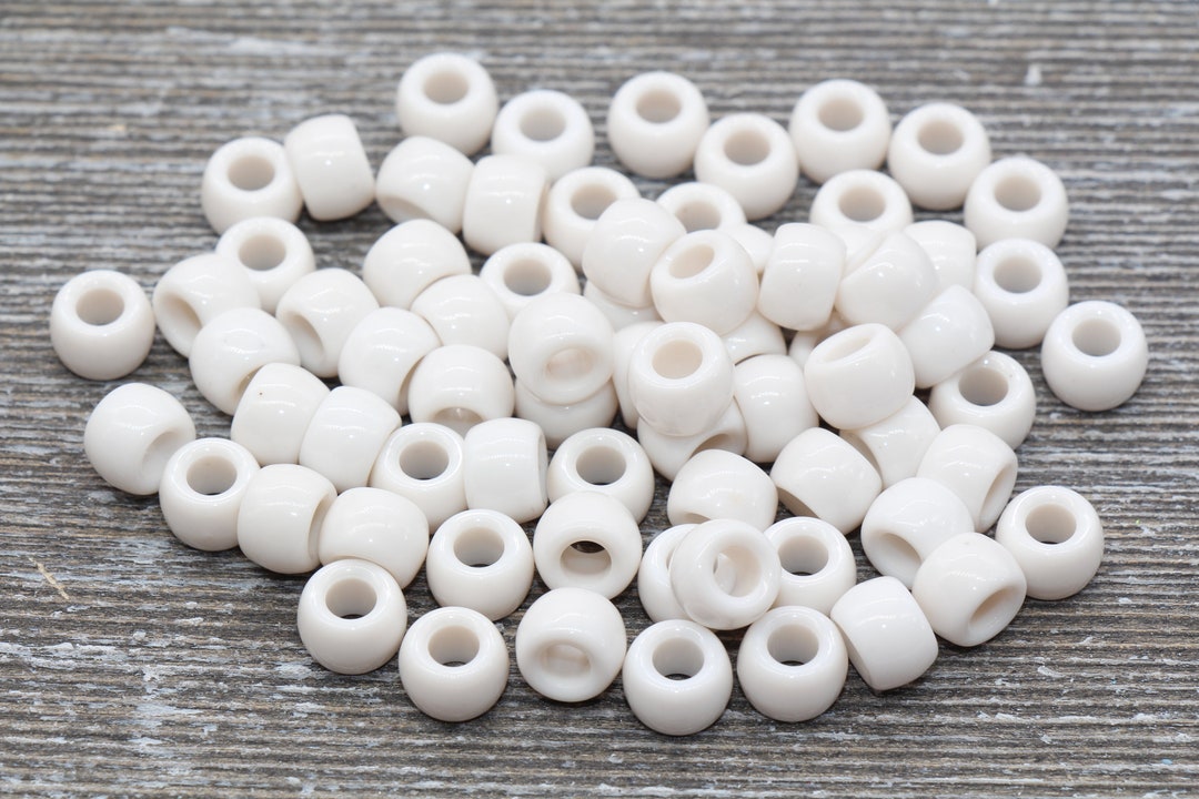 White Pony Beads, Acrylic Smooth White Loose Beads, Plastic Bubblegum ...