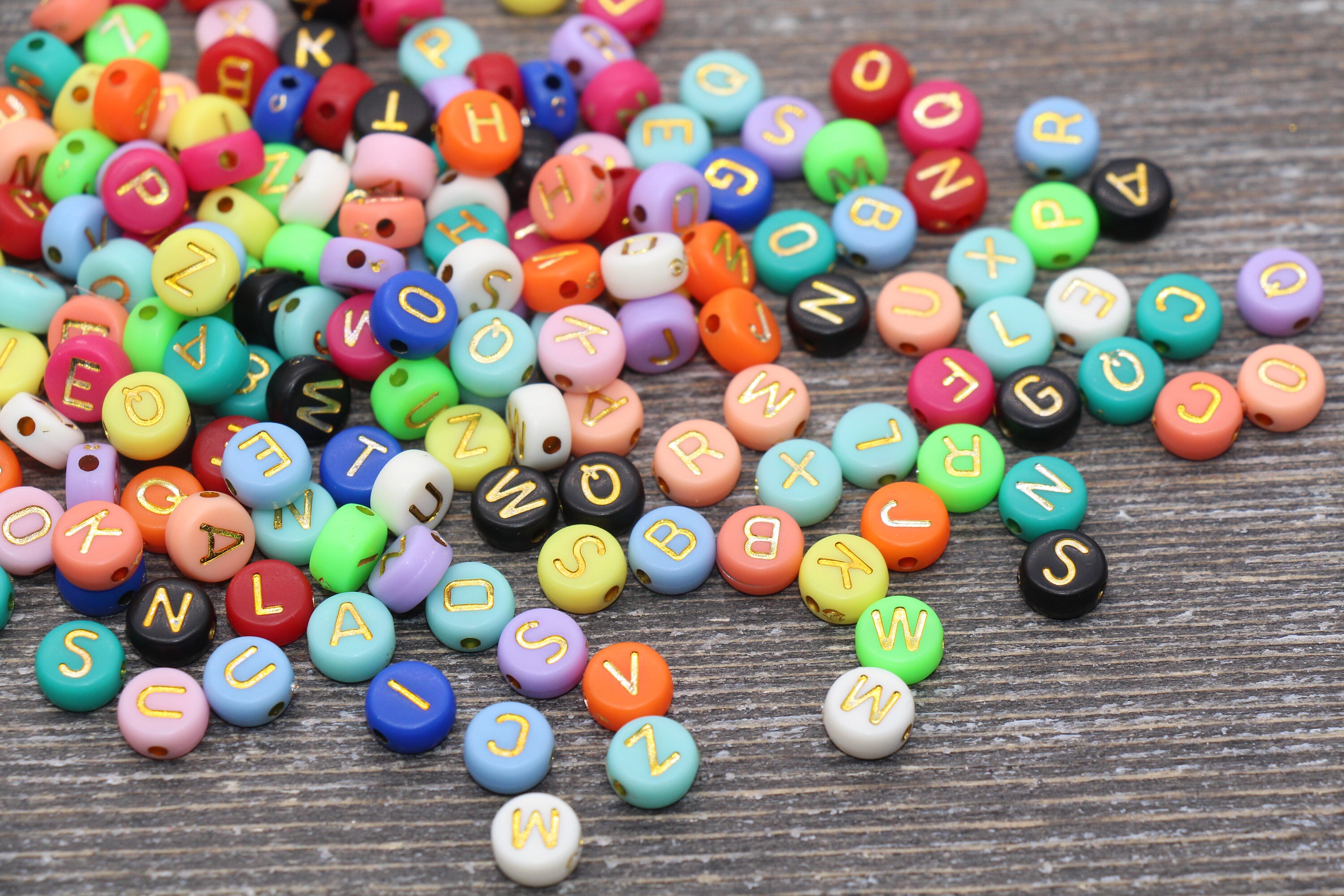 NEW COLOR Multicolor Round Alphabet Letter Beads - Etsy
