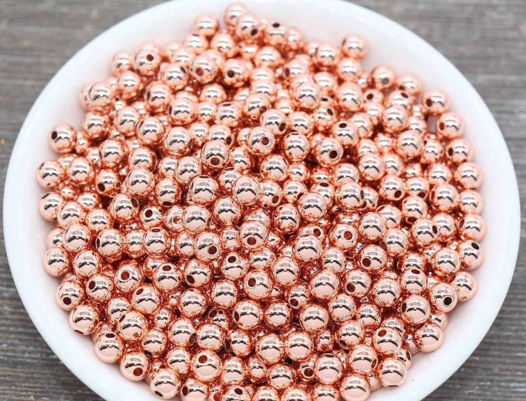 Rose Gold Spacer Beads, Rose Gold Round Beads, Size 4mm 6mm 8mm Rose ...