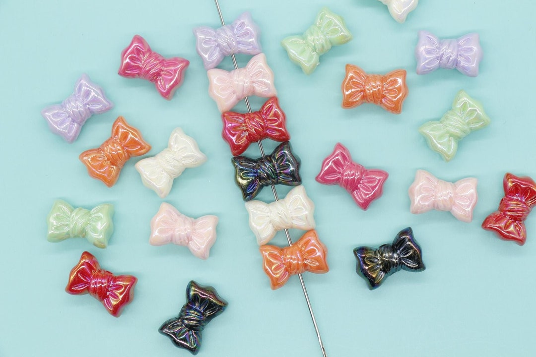 Iridescent Bow Beads, Bow AB Beads, Mixed Beads, Chunky Beads, Large ...