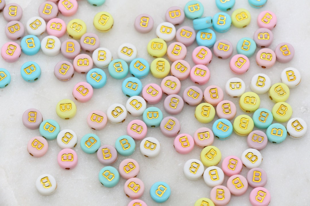 Letter B Round Beads, Individual Letter Beads, Multicolor Round ...