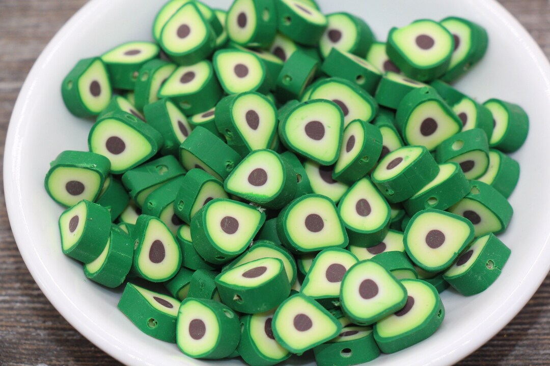 Avocado Polymer Clay Beads, Avocado Cane Beads, Faux Food Clay Beads ...