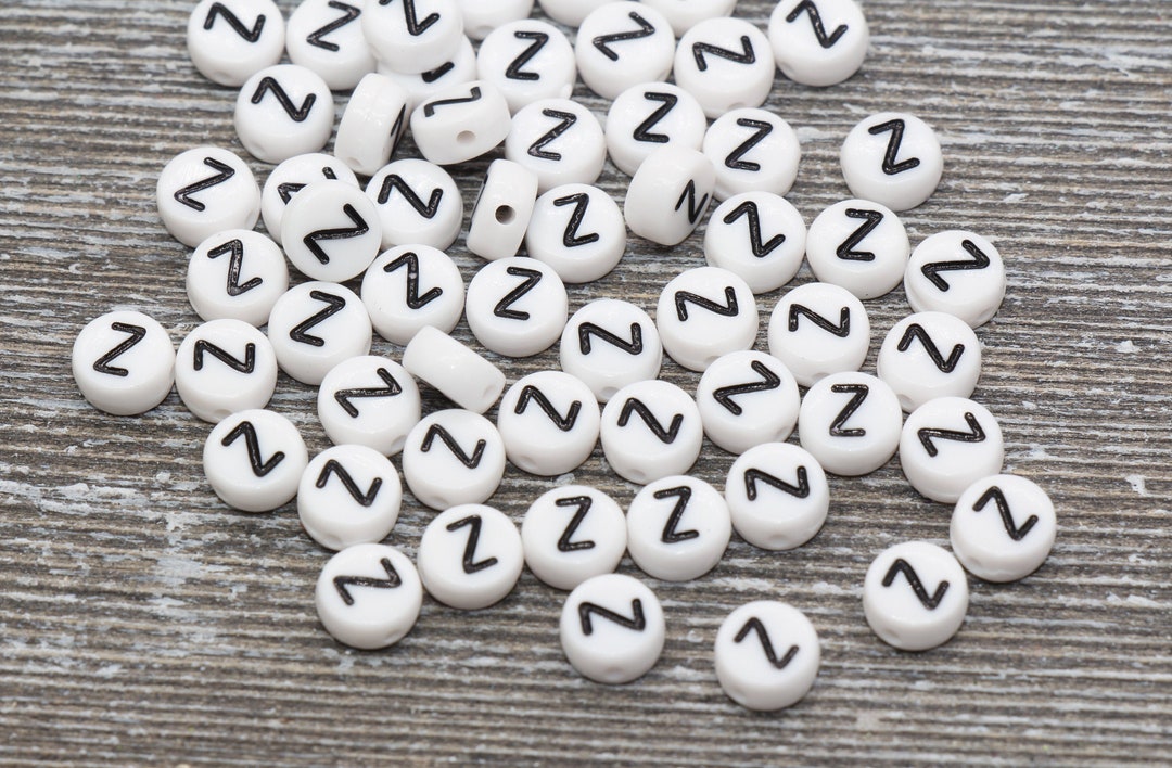 Letter Z Alphabet Beads, White Alphabet Letter Beads, Acrylic White and ...