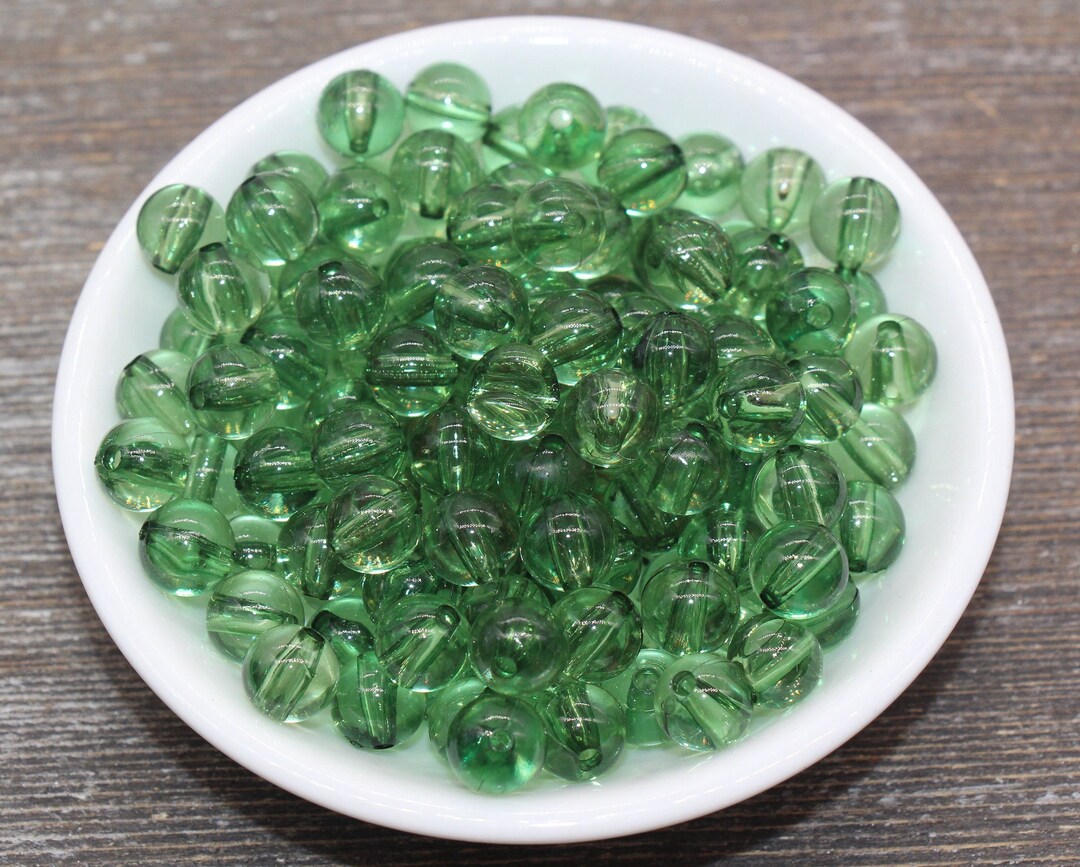 10mm Transparent Green Round Beads, Acrylic Gumball Beads, Green Round ...