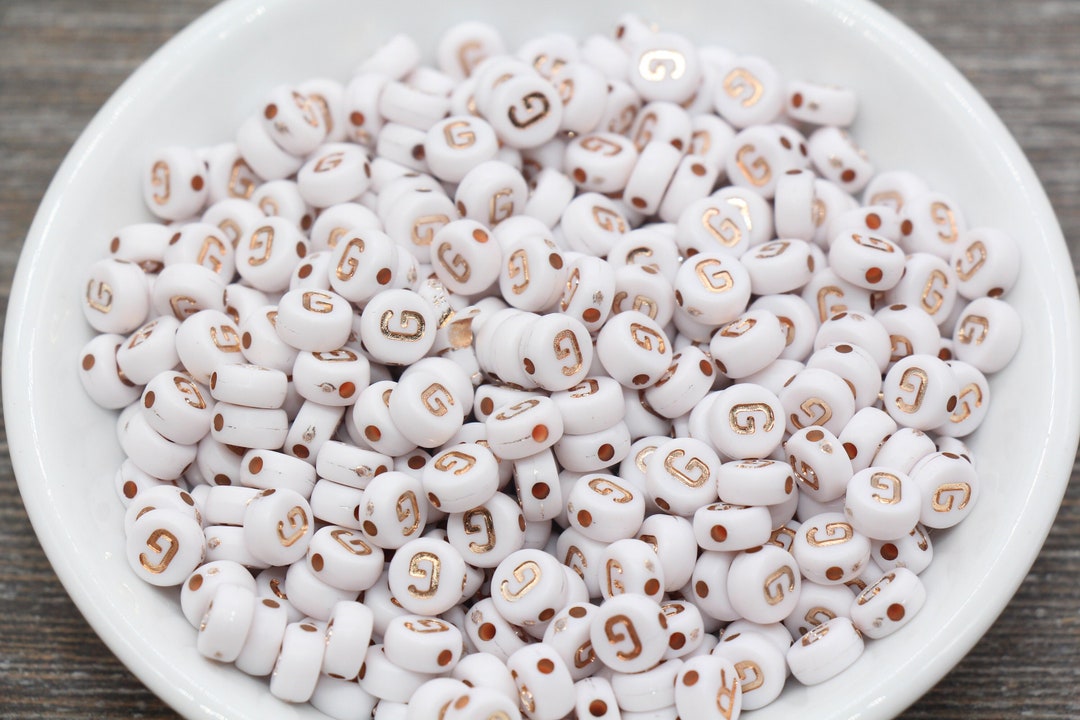 Letter G Alphabet Beads, Rose Gold Letter G Beads, Individual Letter G ...