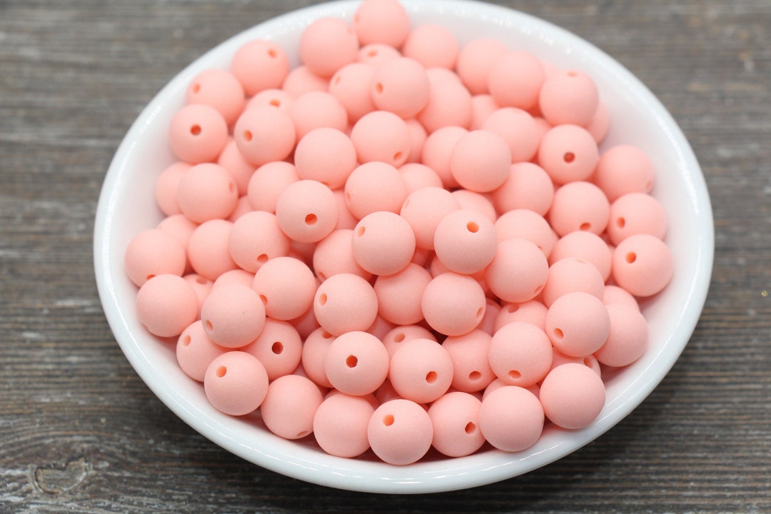 10mm Matte Peach Gumball Beads, Round Acrylic Loose Beads, Frosted ...