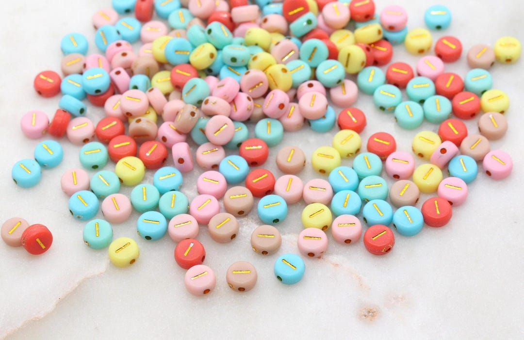 Letter I Round Beads, Individual Letter Beads, Multicolor Round ...