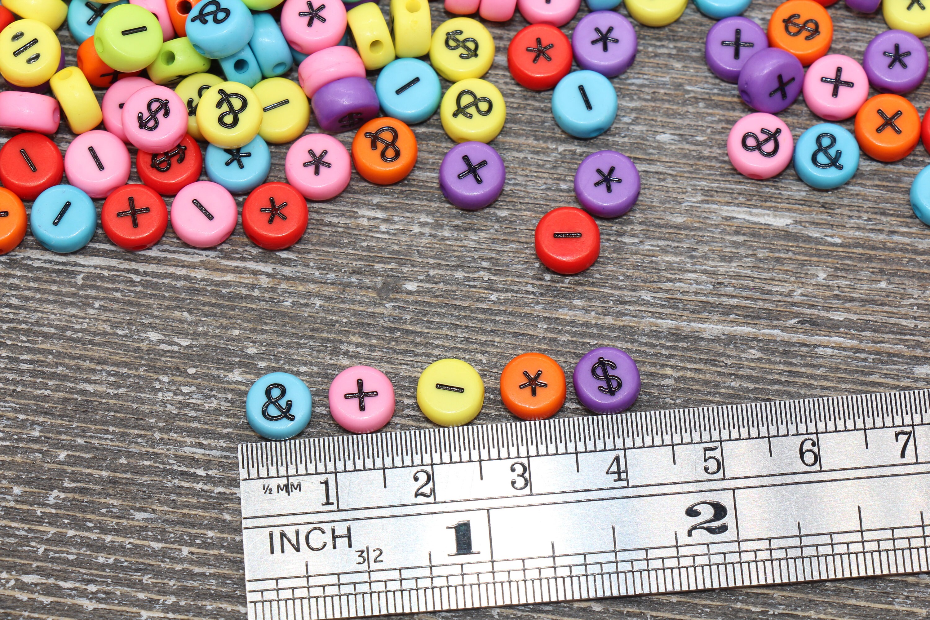 Ampersand, Asterisk, Plus, Minus, Dollar Sign Symbol Beads, Acrylic ...