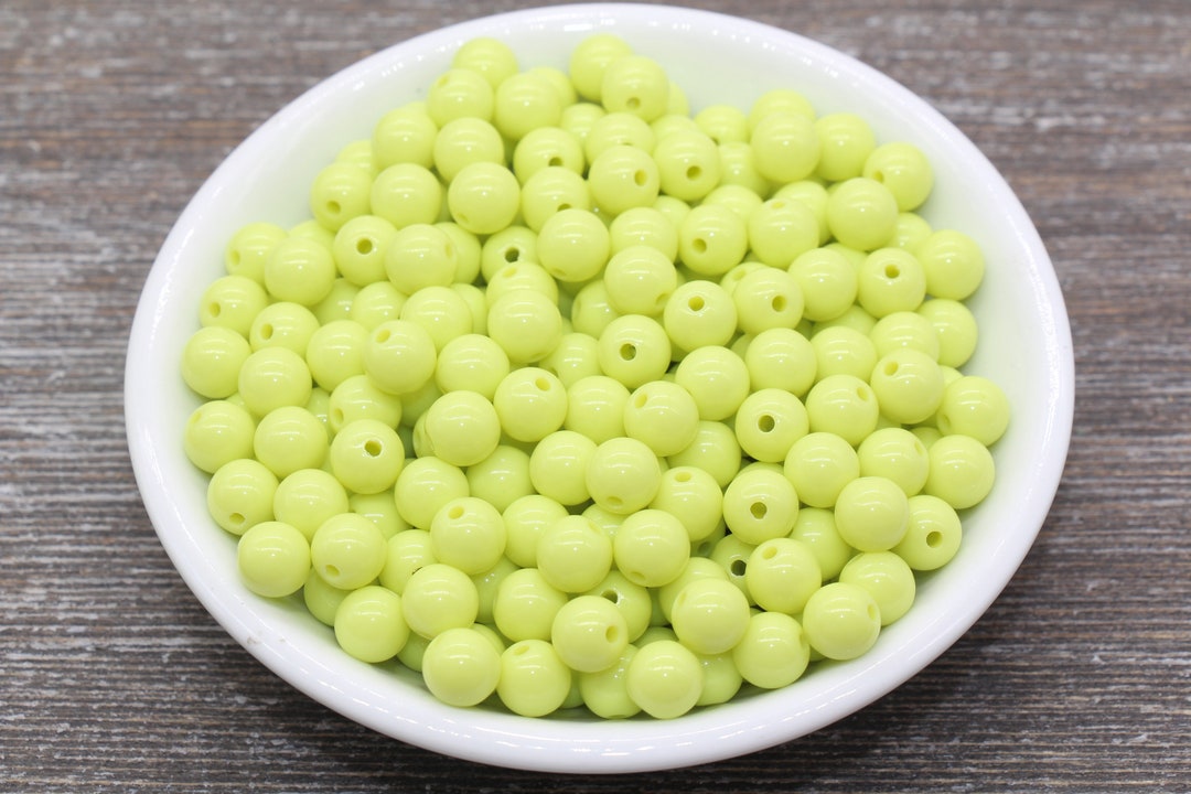 8mm Light Lime Green Gumball Beads, Round Acrylic Loose Beads ...