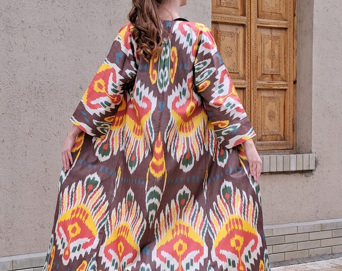 Handwoven Uzbek Ikat Chapan coat robekaftan jacket. - Etsy