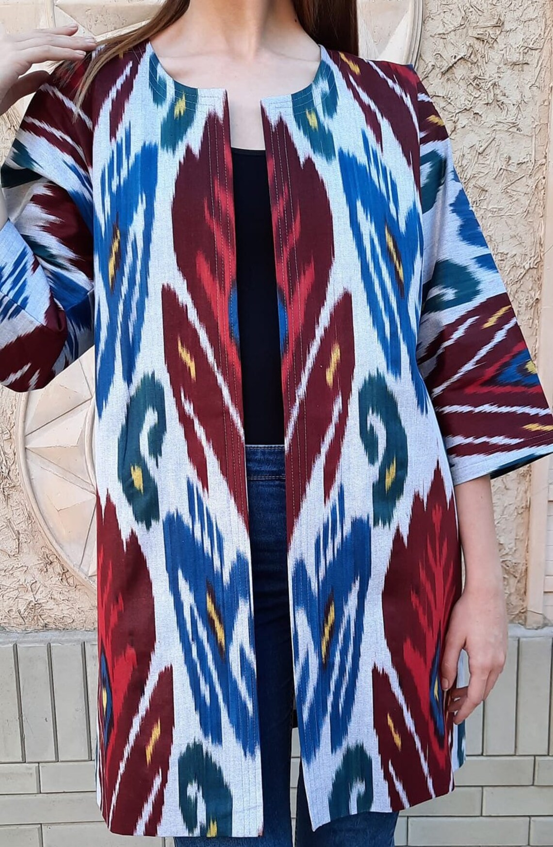 Handwoven Uzbek Ikat Chapan coat robekaftan jacket. - Etsy