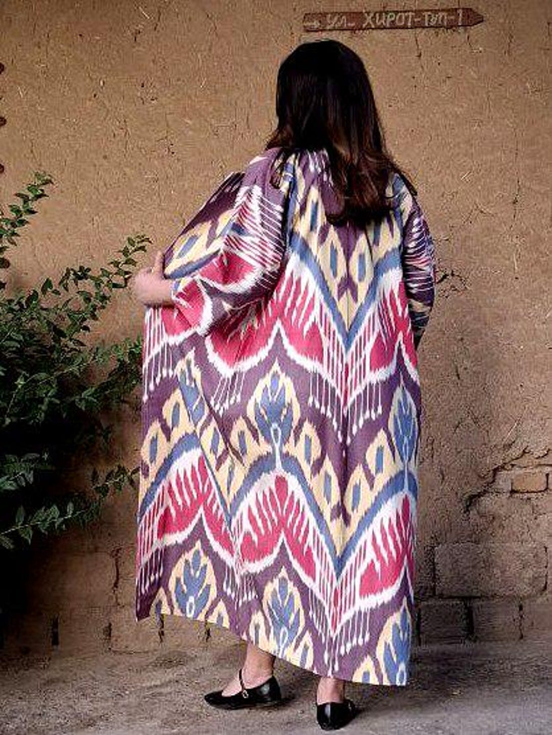 Handwoven Uzbek Ikat Chapan ,coat ,robe,kaftan ,jacket. Hand-dyed, Hand ...