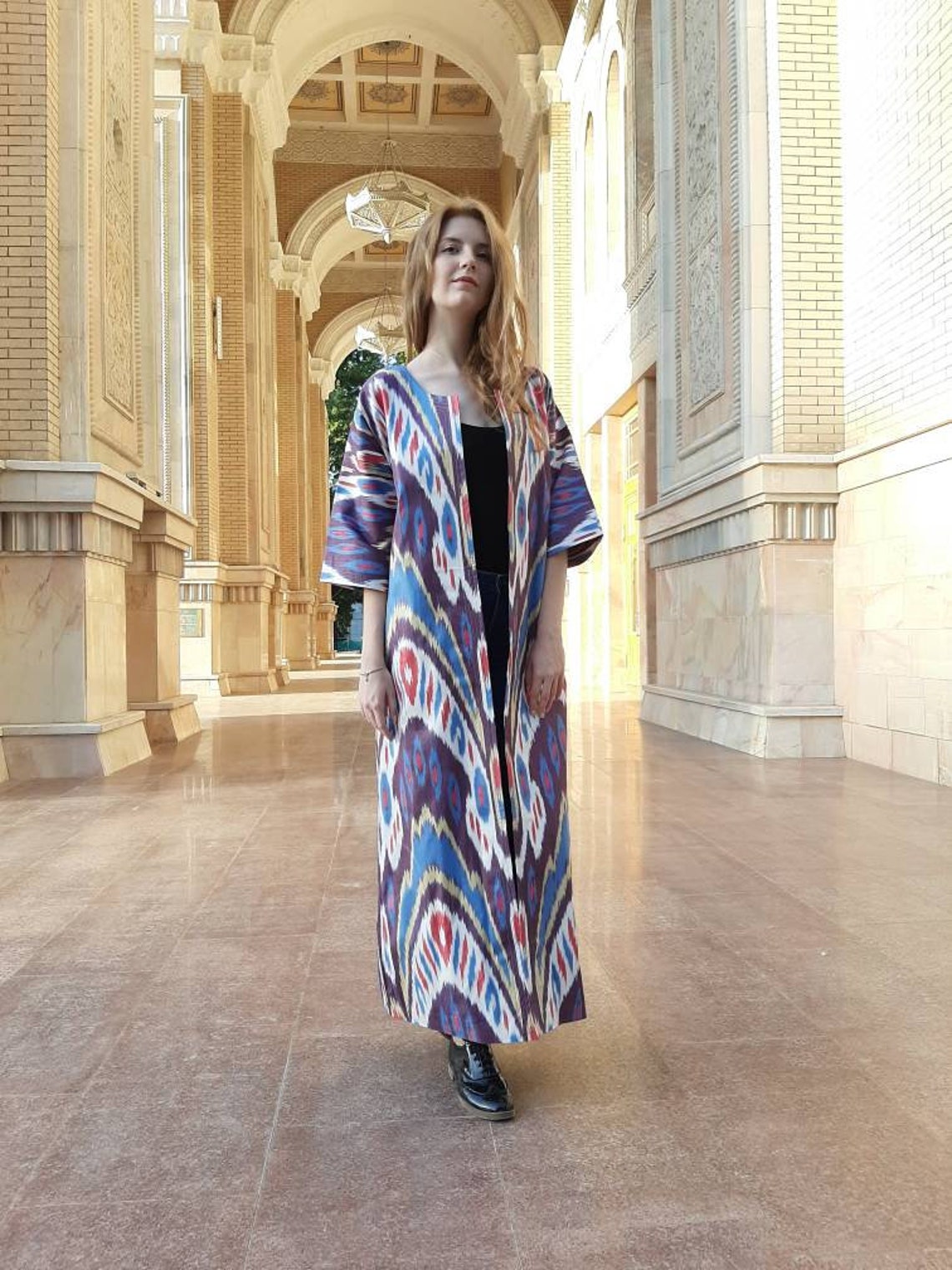 Handwoven Uzbek Ikat Chapan coat robekaftan jacket. | Etsy