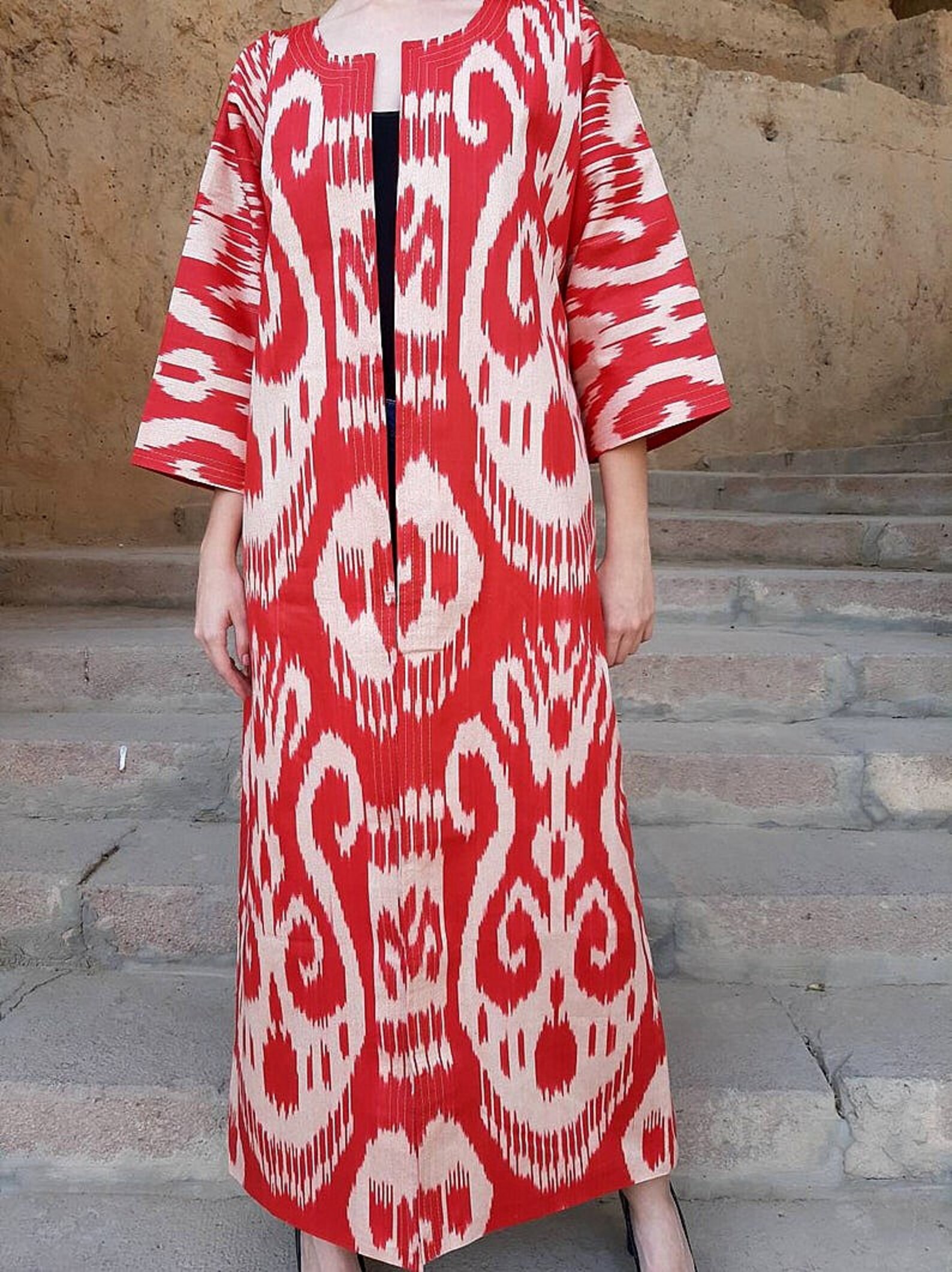 Handwoven Uzbek Ikat Chapan coat robekaftan jacket. - Etsy