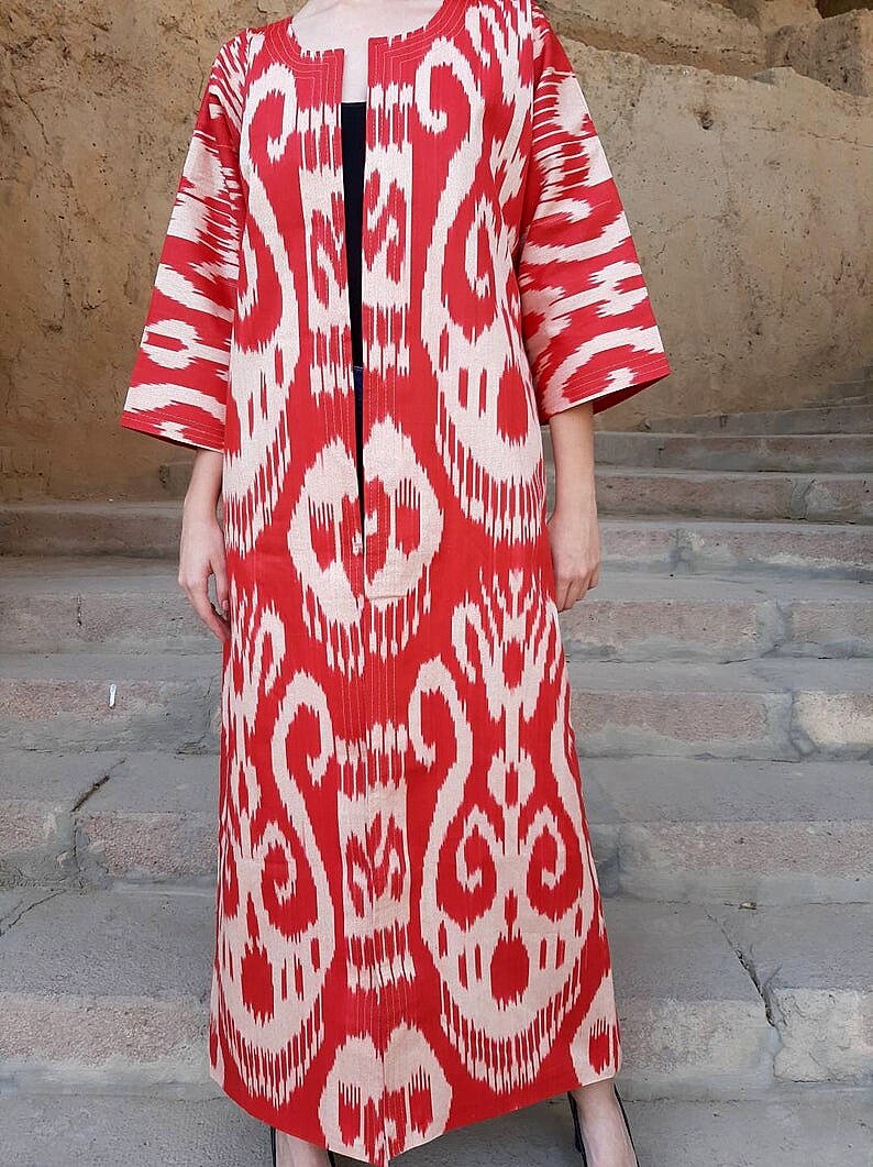 Handwoven Uzbek Ikat Chapan coat robekaftan jacket. - Etsy