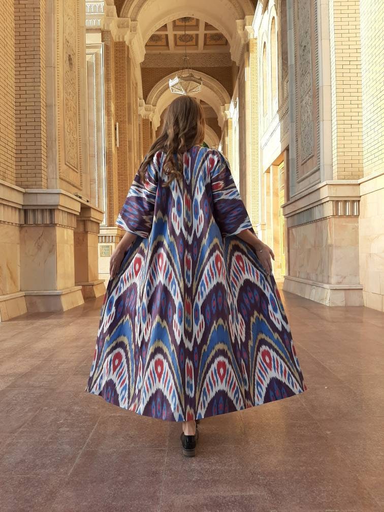 Handwoven Uzbek Ikat Chapan coat robekaftan jacket. | Etsy
