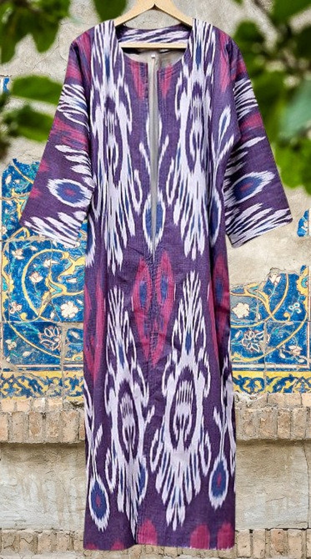 Handwoven Uzbek Ikat Chapan ,coat ,robe,kaftan ,jacket. Hand-dyed, Hand ...