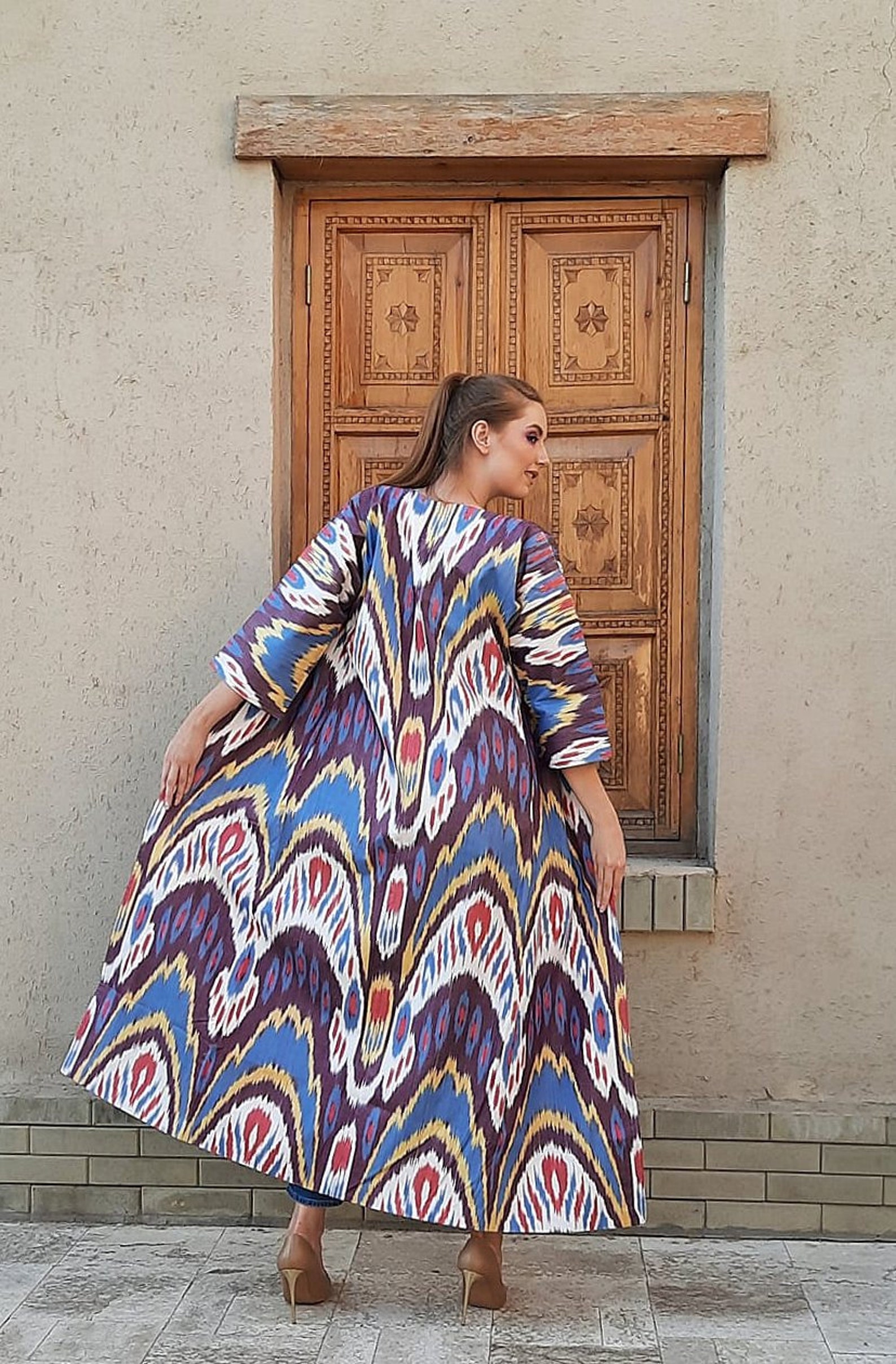Handwoven Uzbek Ikat Chapan coat robekaftan jacket. - Etsy